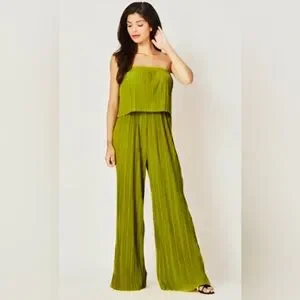 Pants & Jumpsuits | Elegant Olive Green Strapless Jumpsuit | Poshmark